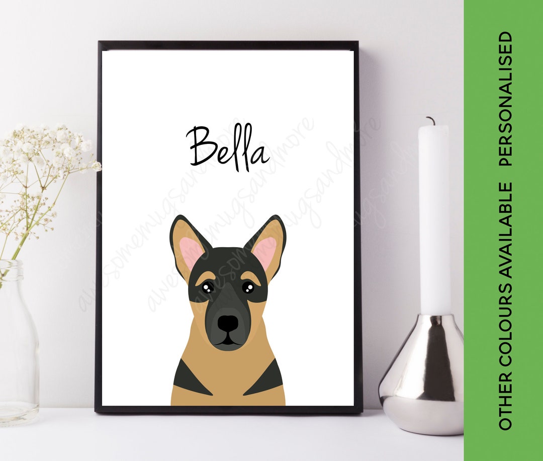 Personalised Short Haired German Shepherd Print | Personalised German ...