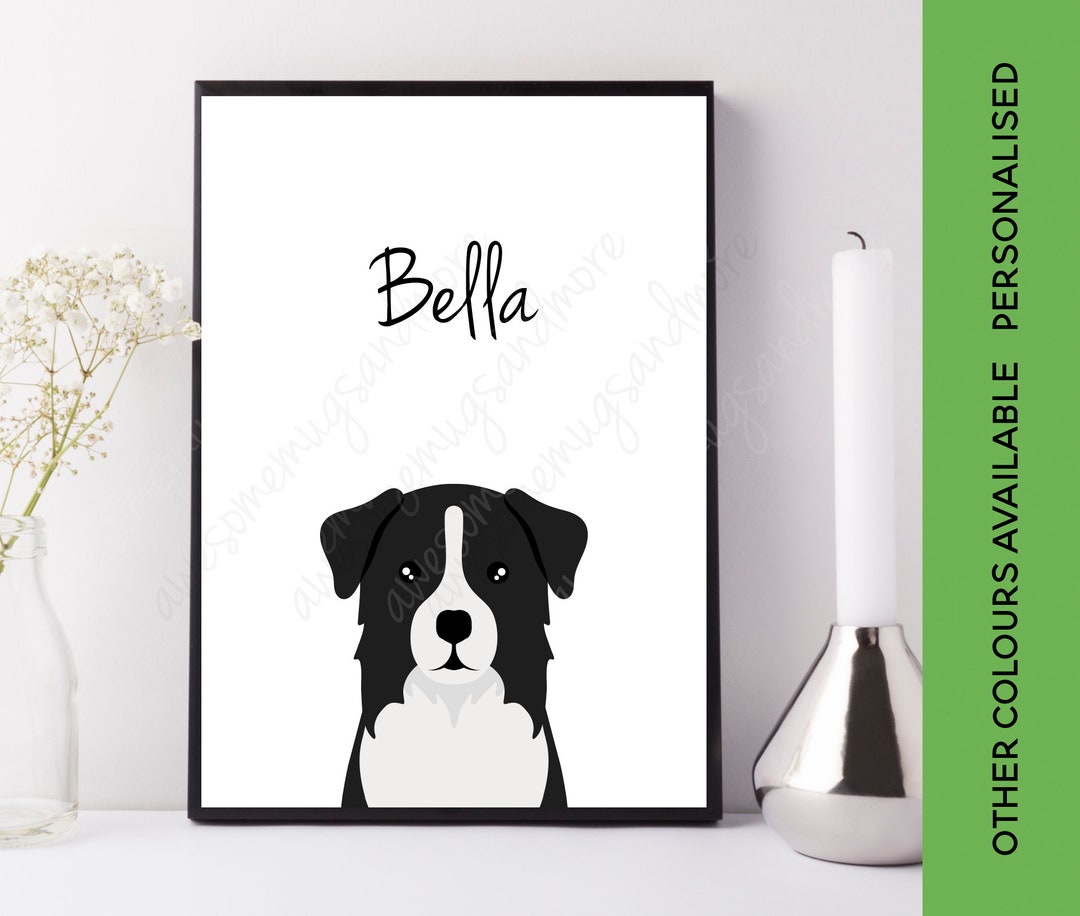 Personalised Border Collie Print | Personalised Collie Print | Custom ...