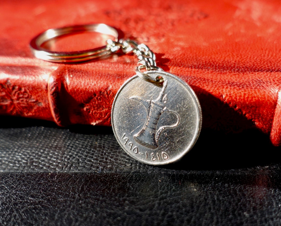 Dubai Dallah Keyrings, Made With Genuine 1 Dirham Coins of Dubai Dated ...