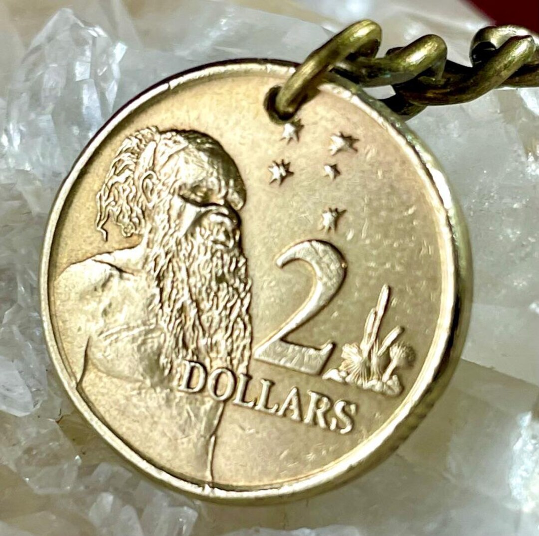 Australian Coin Keyring, Aboriginal Elder, Genuine 2 Dollar Coins Dated ...