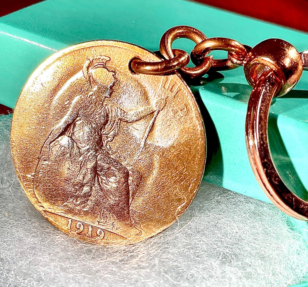 1919 British Penny Keyring: King George V Vintage Coin, 106 Years Old ...