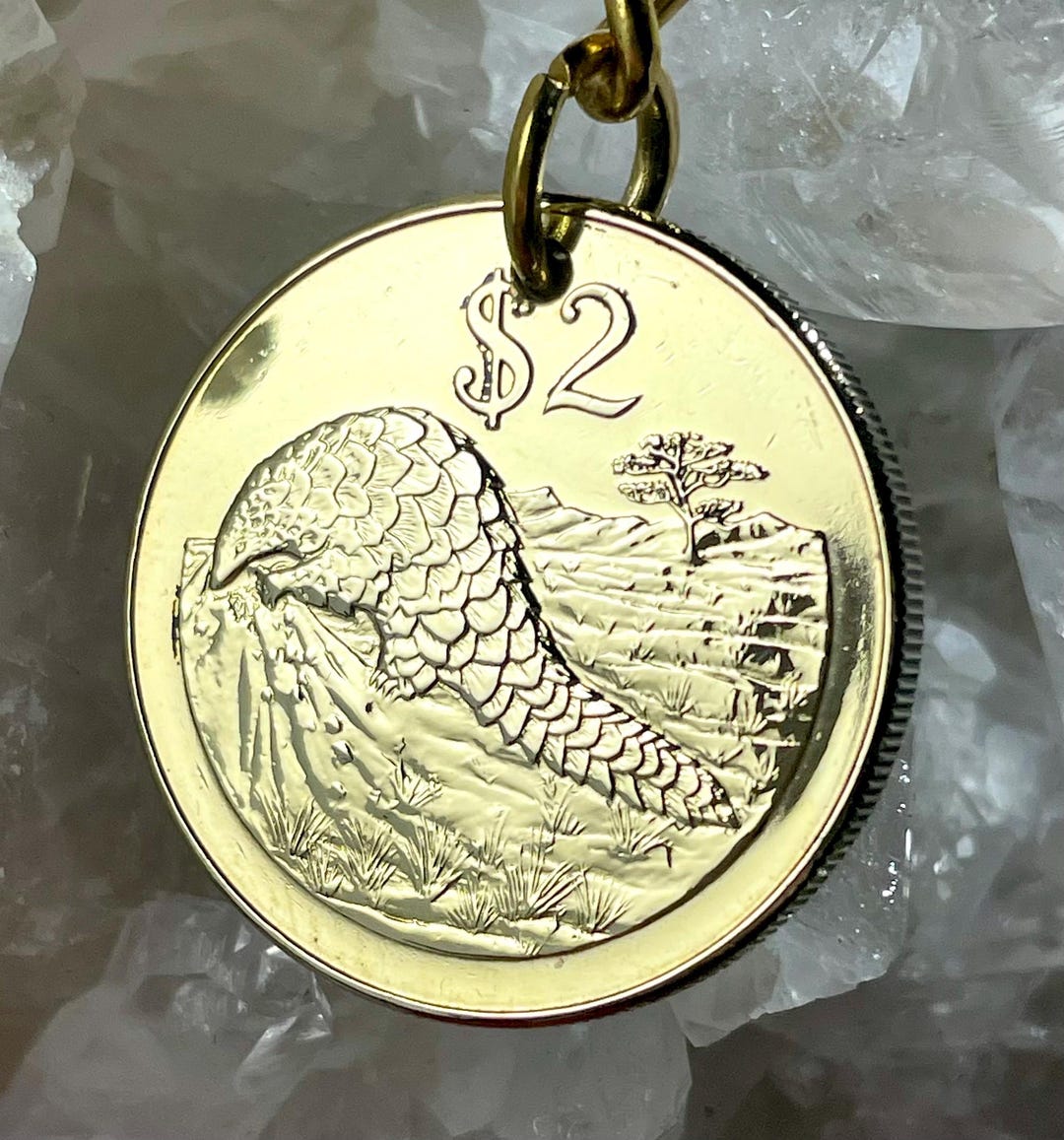 Pangolin Keyrings, With a Zim Bird, Made With Genuine 2 Dollar Coins of ...