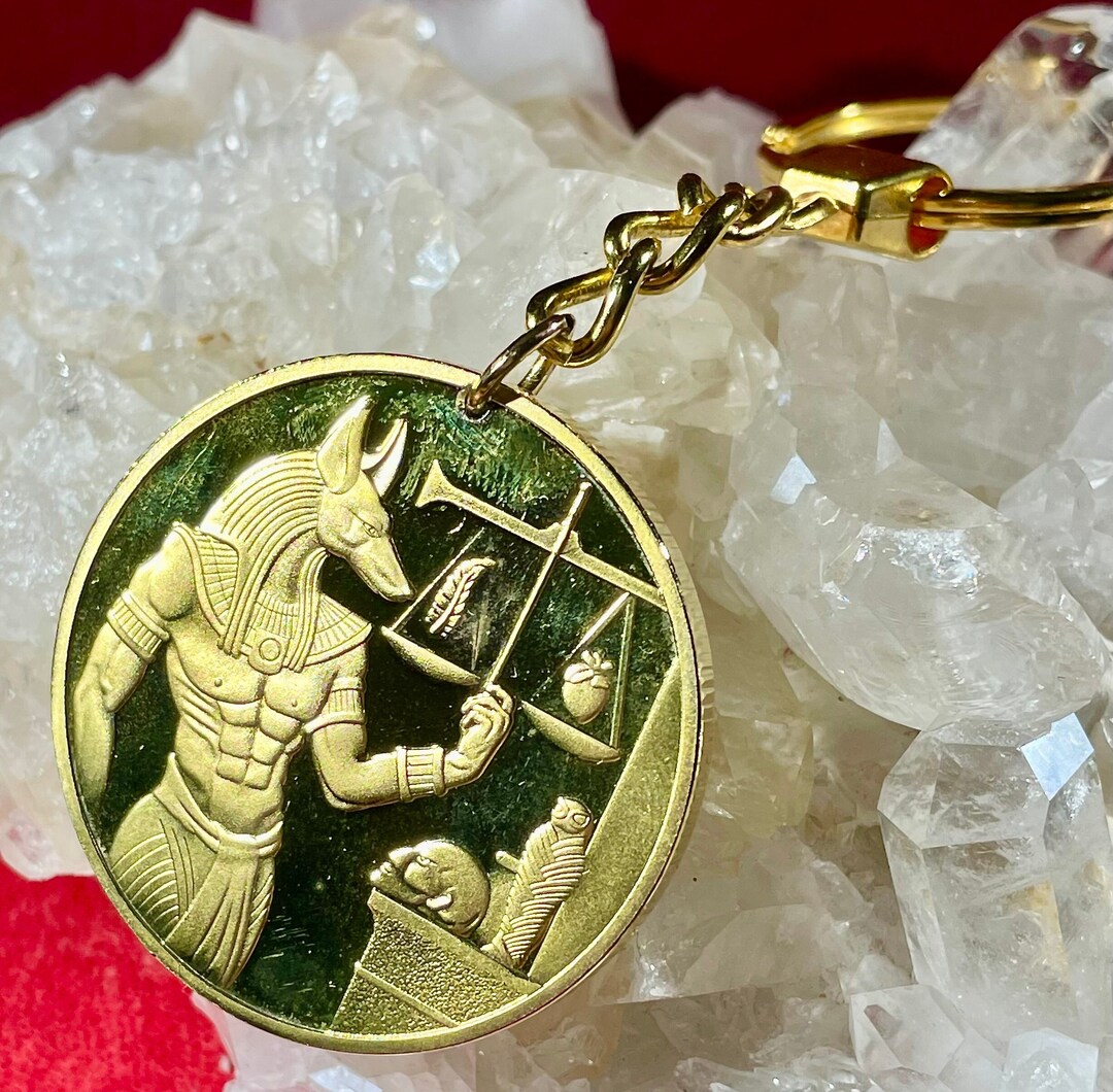 Egyptian Death Protector Anubis Keyring Gold-plated Copy Coin Egypt God ...
