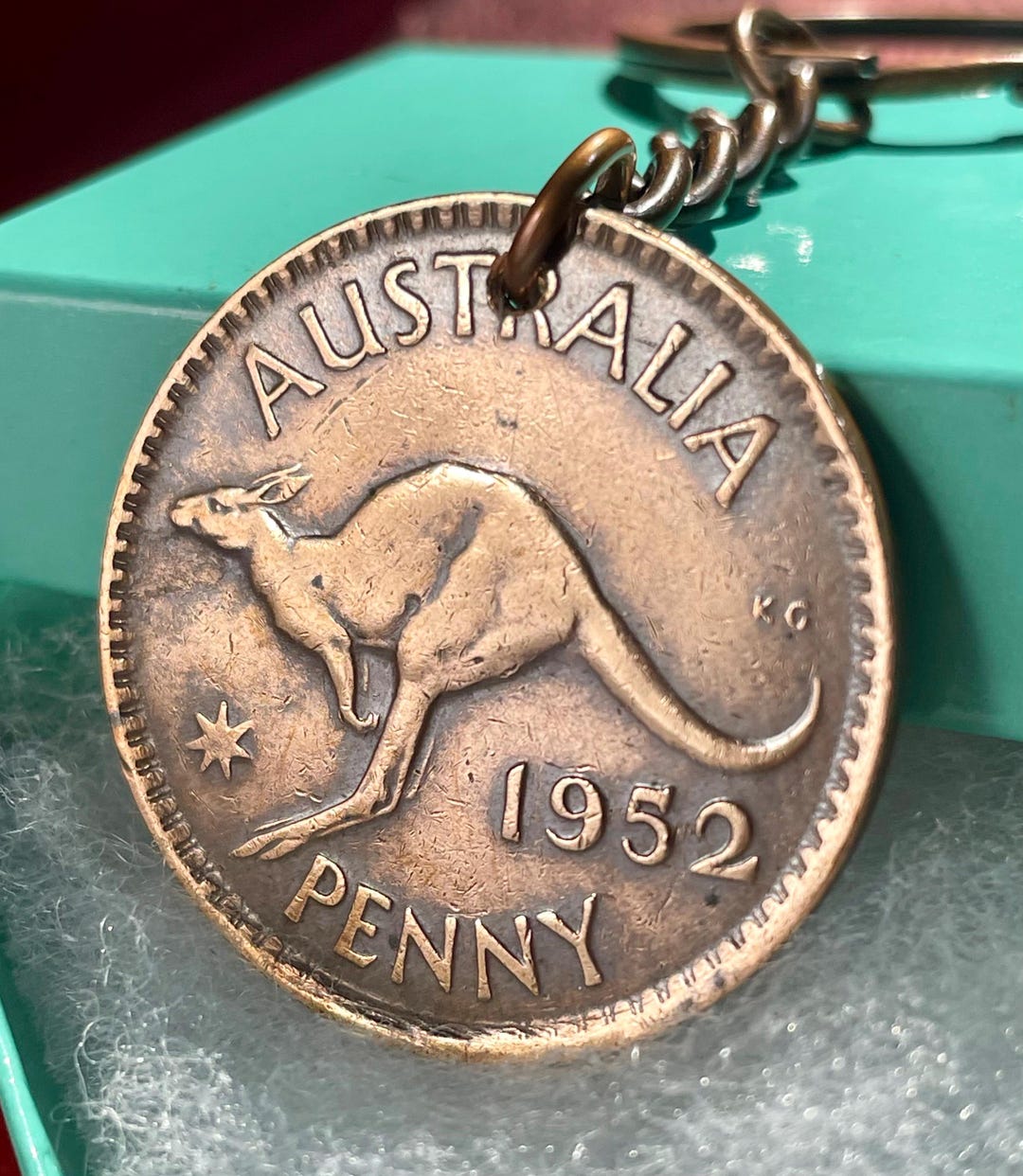 1952 Australian Penny Kangaroo Keyring, 74th Birthday Gift, Collectible ...