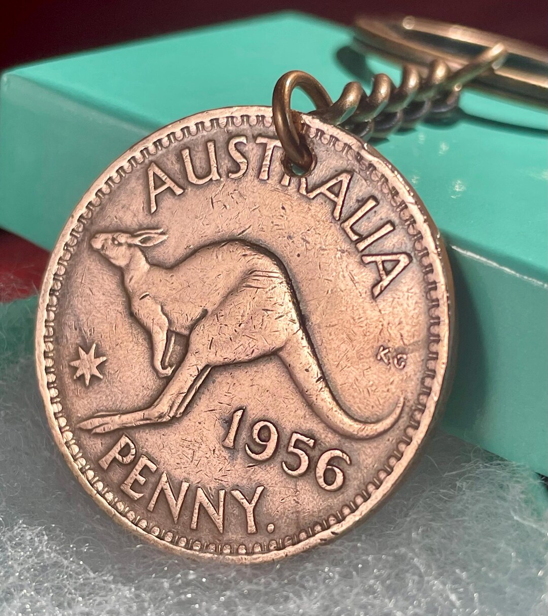 1956 Australian Penny Kangaroo Keyring, 70th Birthday Gift, Collectible ...