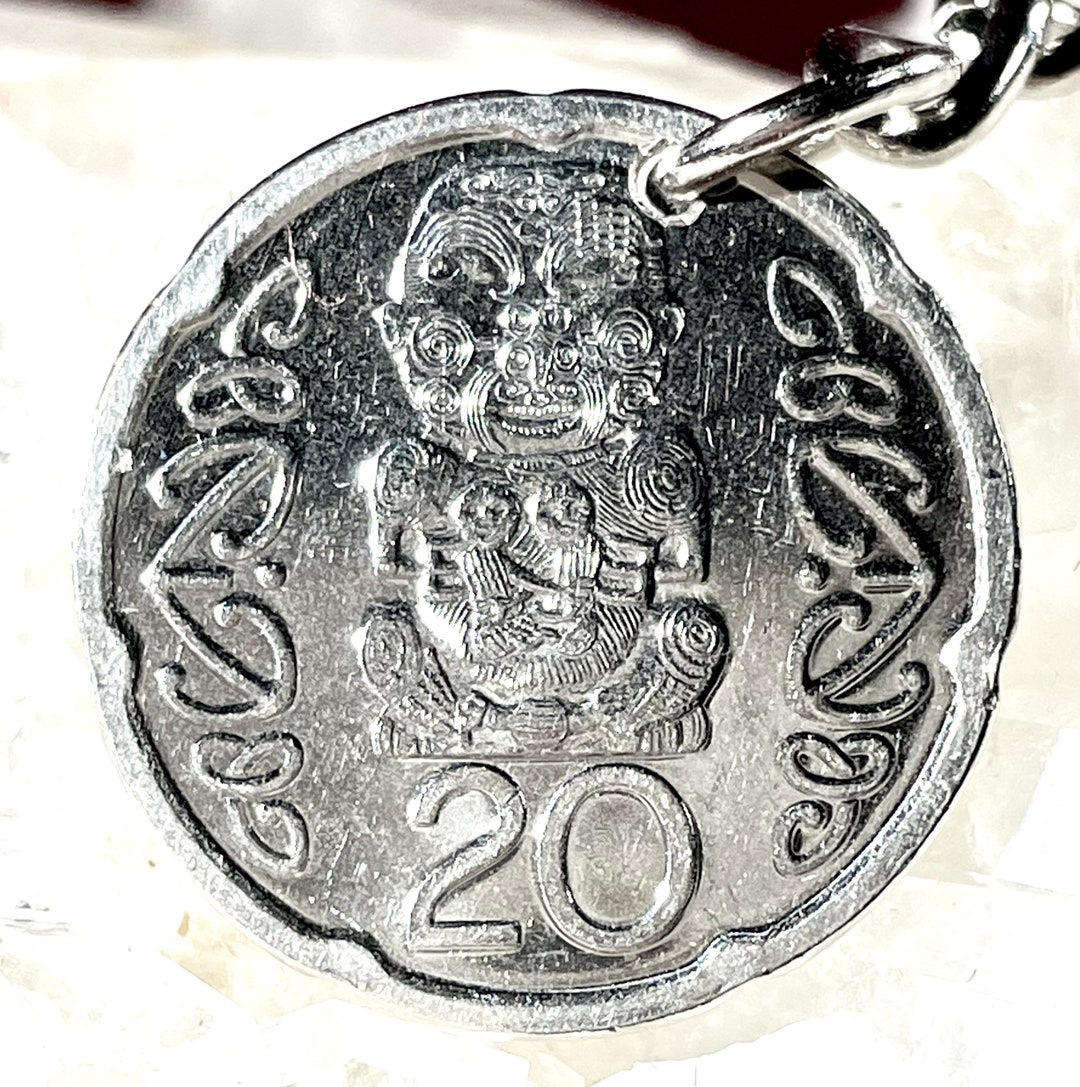 Maori Pukaki Keyrings, Made With Genuine New Zealand 20 Cent Coins ...