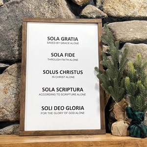Five Solas Sign / Reformed Theology Decor / Soli Deo Gloria / | Etsy
