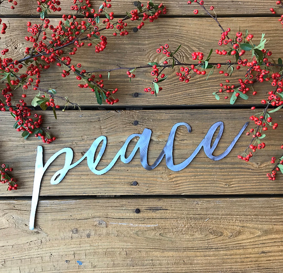 Peace Script Metal Sign Peace Wall Decor Christmas Sign - Etsy