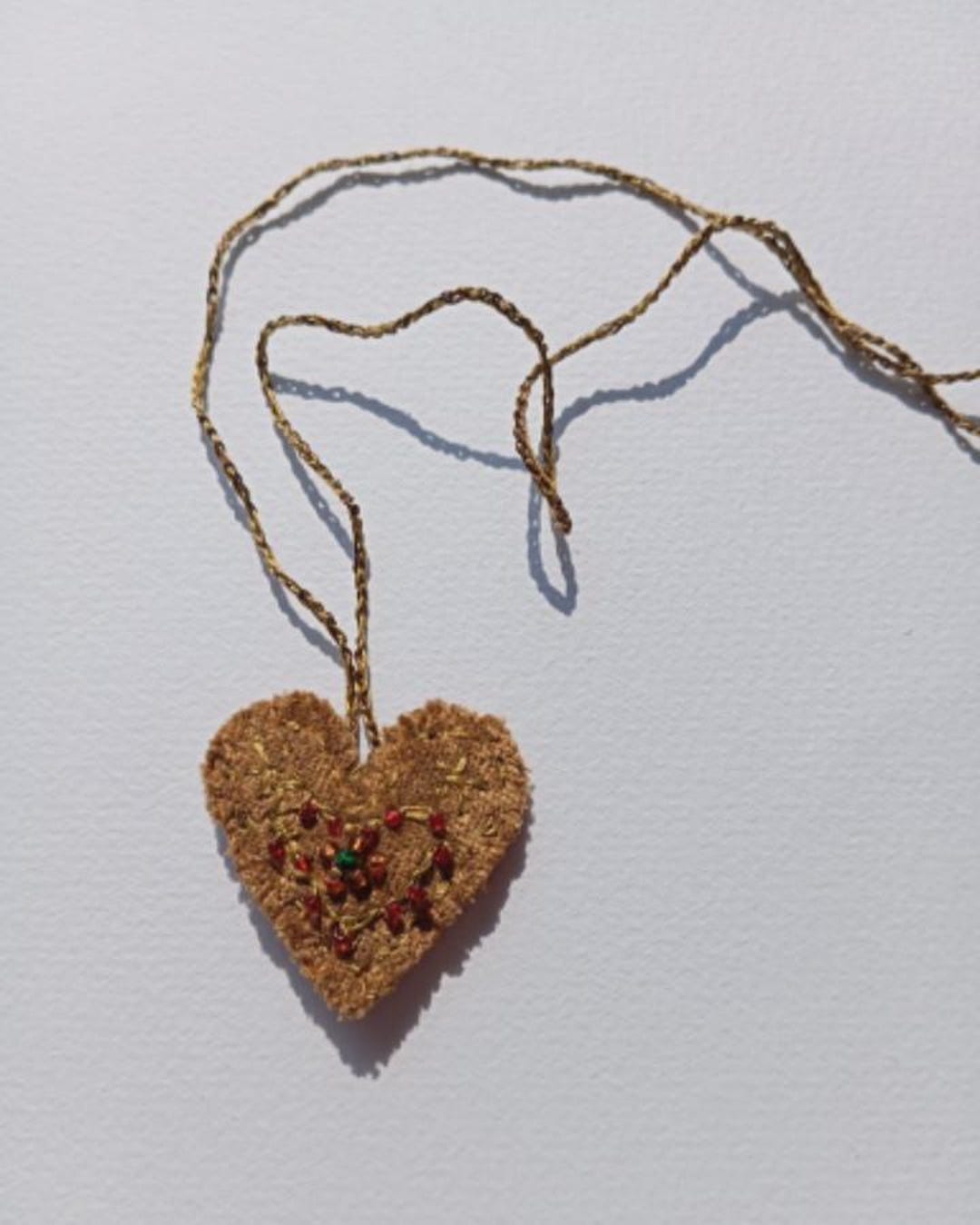 Handmade Embroidered Velvet Heart Necklace - Etsy