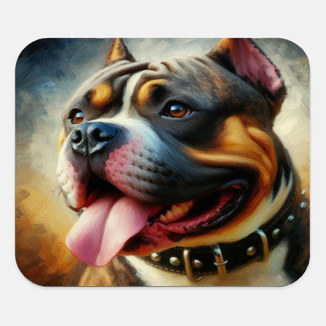 American Bully Dog Breed Oil Painting Style Mouse Pad (rectangle) - Etsy