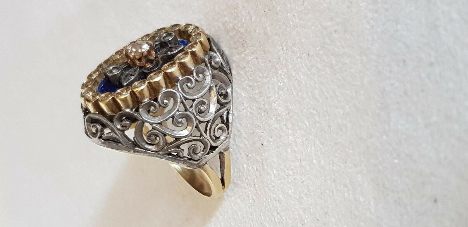 Antique ,1800 Georgian Era , 18k Gold Rose Cut Diamond Blue Enamel Ring ...