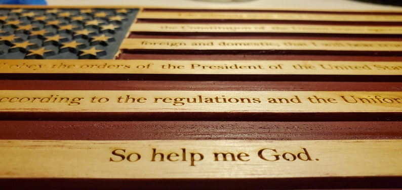 US Flag & Oath of Enlistment 8x14x1 Solid | Etsy