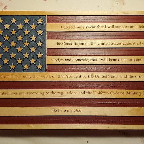 US Flag & Oath of Enlistment 8x14x1 Solid | Etsy