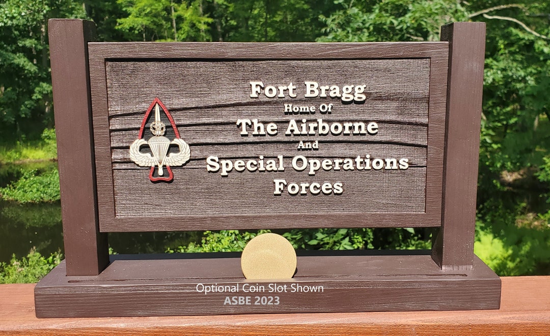 Fort Bragg Special Operations Desktop Sign With Coin Slot - Etsy
