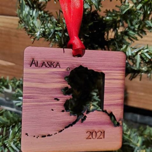 Personalized Christmas Ornament Alaska Christmas Wood - Etsy