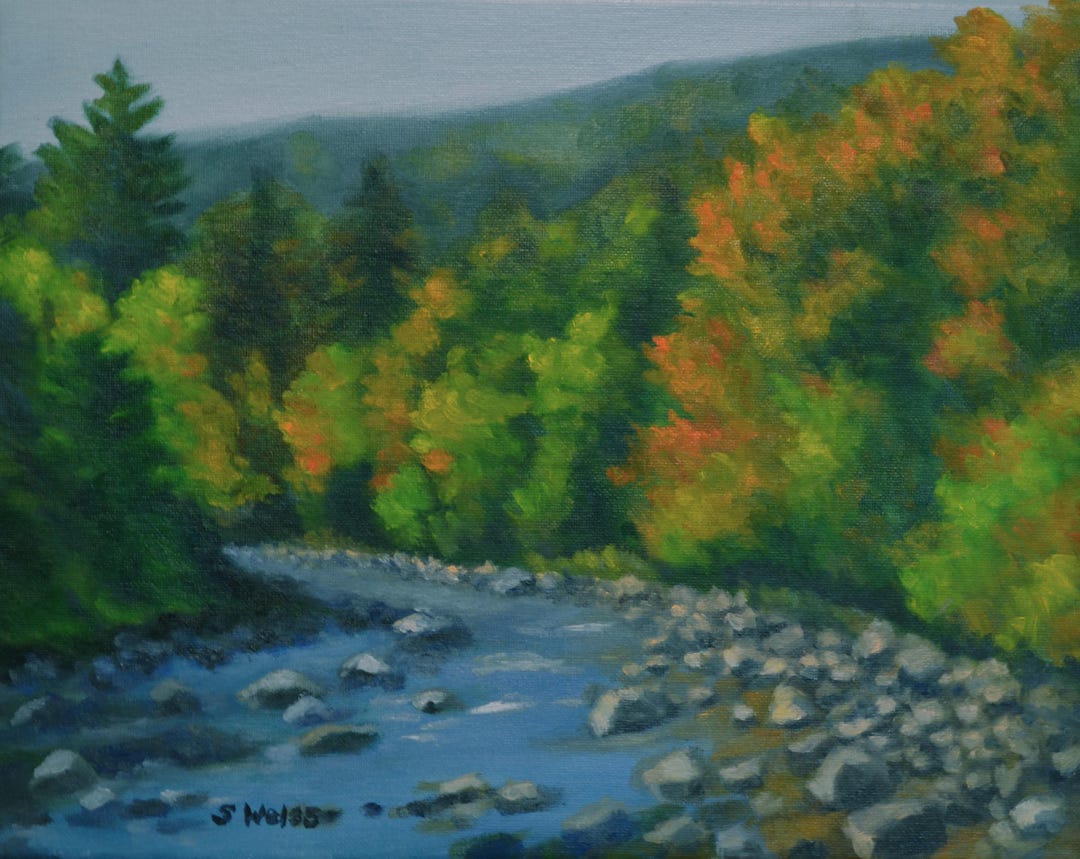RESERVED AUTUMN Colors in Original OIL Painting of a Ravine on ...