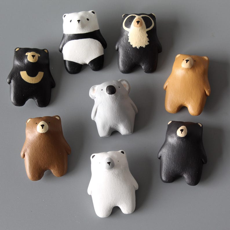 Bear Brooch - Handpainted Clay Brooch - Animal Pin Badge - Etsy UK