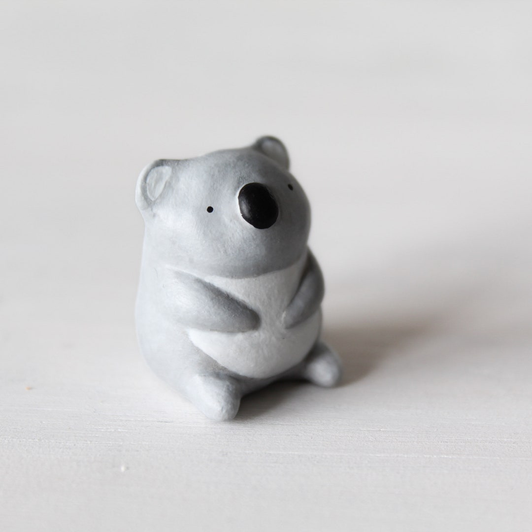 Tiny Koala Miniature Sculpture Hand Painted Clay Figurine Animal Totem ...