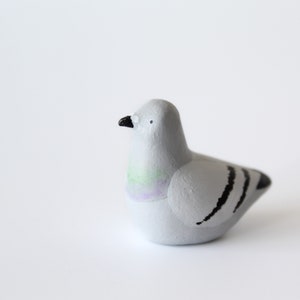 Tiny Pigeon Miniature Sculpture Hand Painted Clay Figurine Animal Totem ...