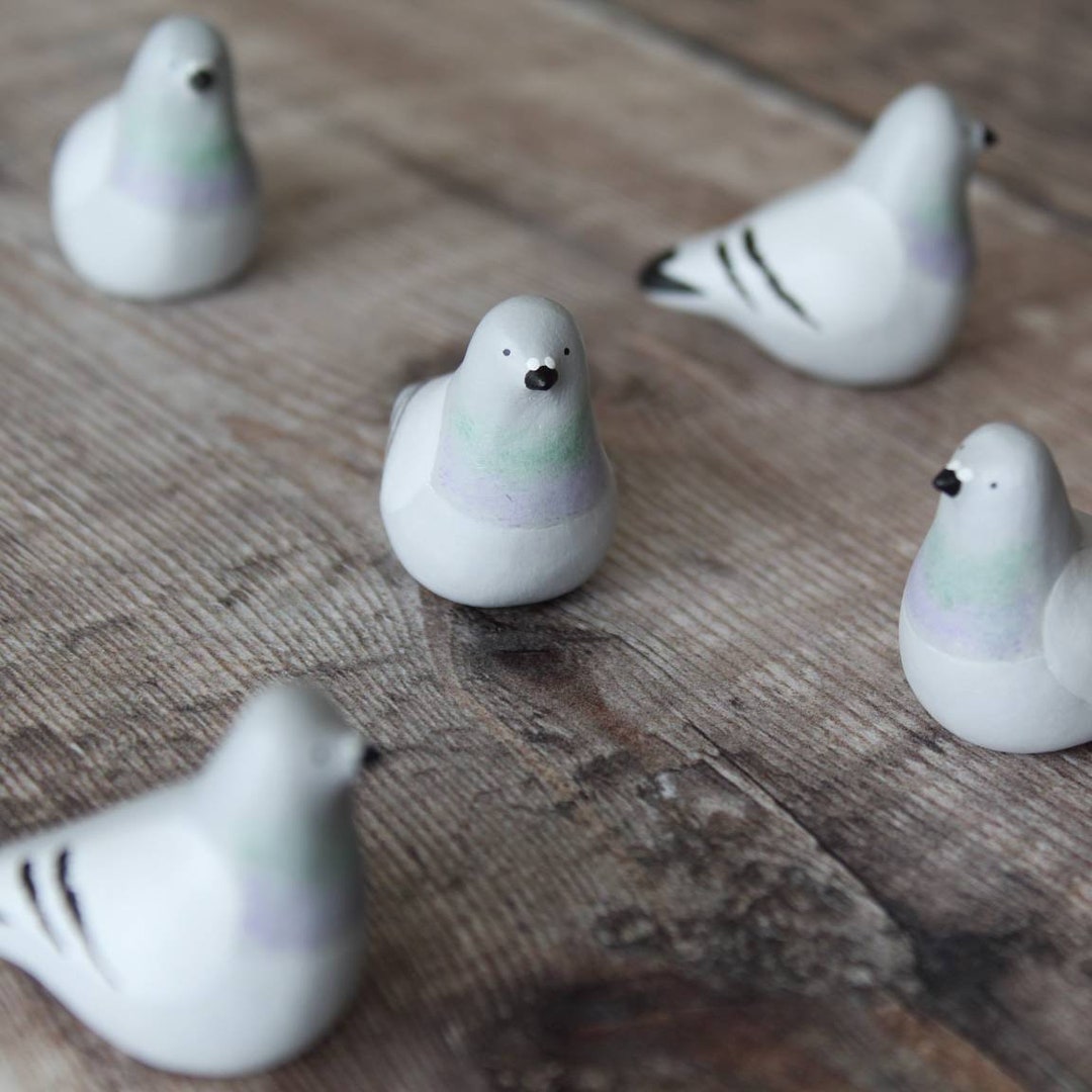 Tiny Pigeon Miniature Sculpture Hand Painted Clay Figurine - Etsy