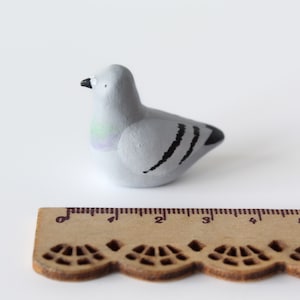 Tiny Pigeon Miniature Sculpture Hand Painted Clay Figurine Animal Totem ...