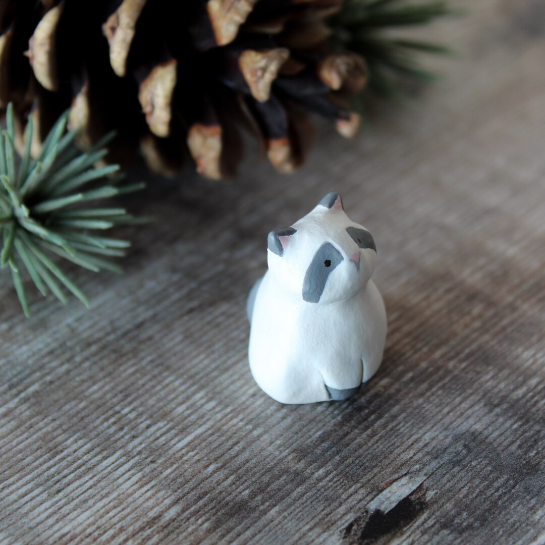 Tiny Cat 3 Miniature Sculpture Hand Painted Clay Figurine Animal Totem ...