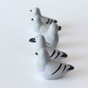 Tiny Pigeon Miniature Sculpture Hand Painted Clay Figurine Animal Totem ...