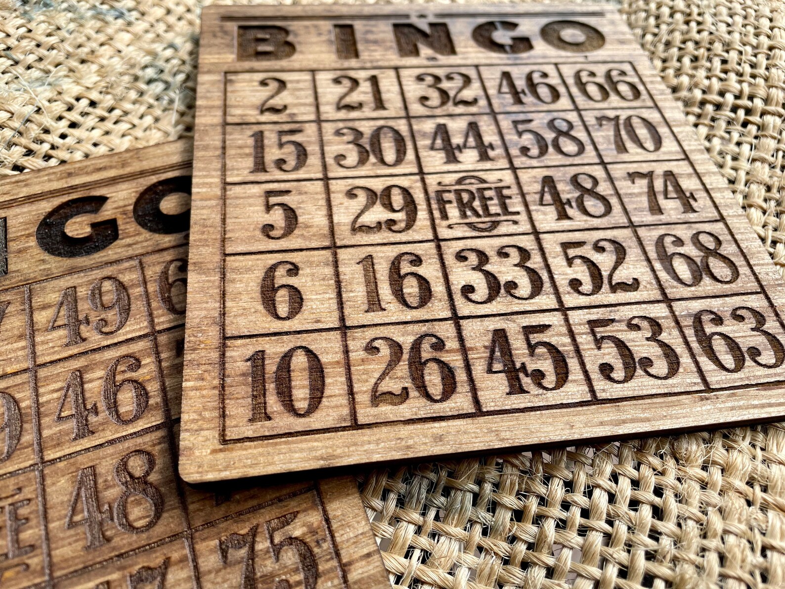 Bingo Player Gifts-bingo Coasters-wooden Bingo Cards-fun - Etsy