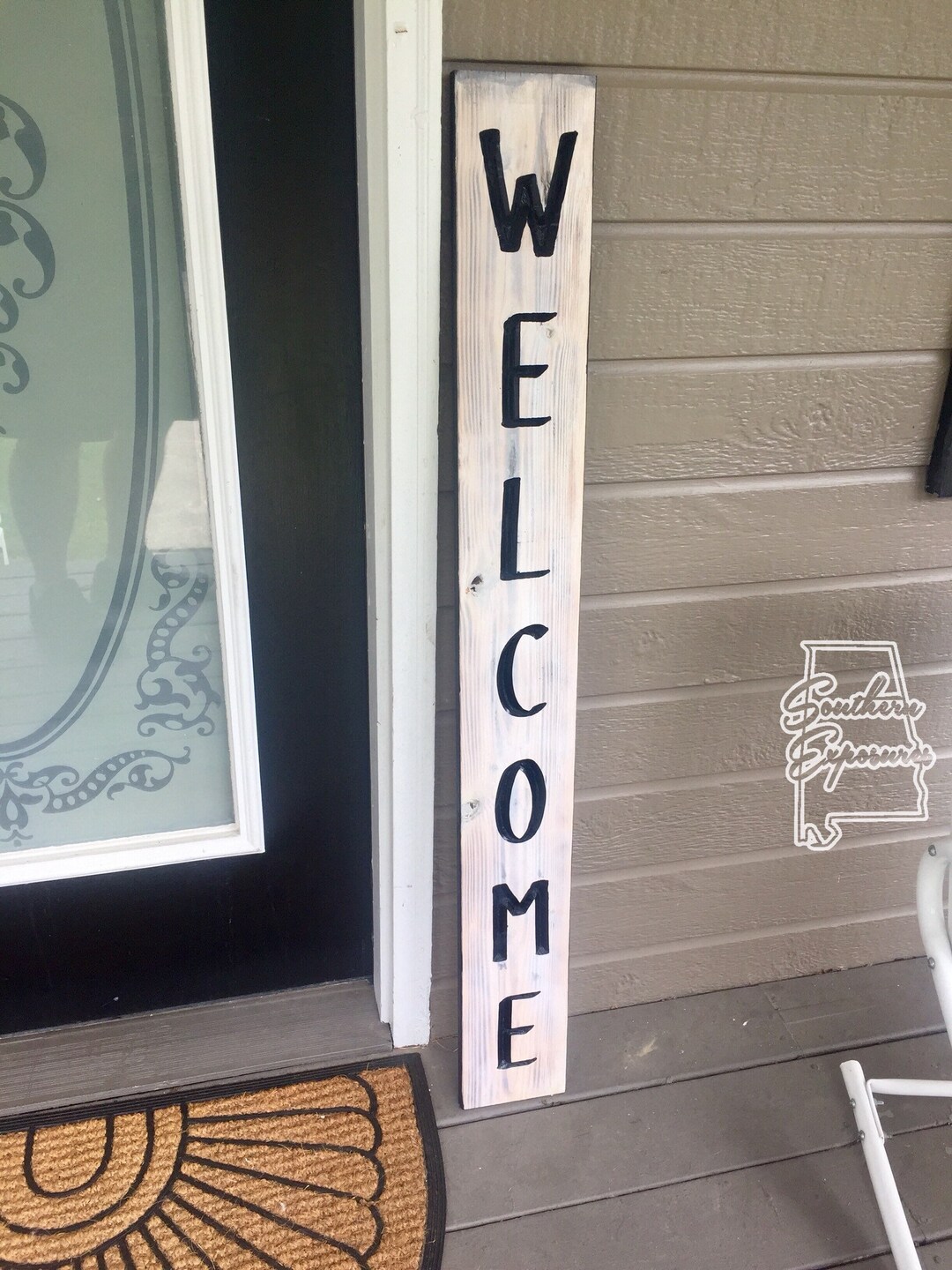 Large WELCOME Carved Hand Painted Wooden Sign for Porch Front - Etsy