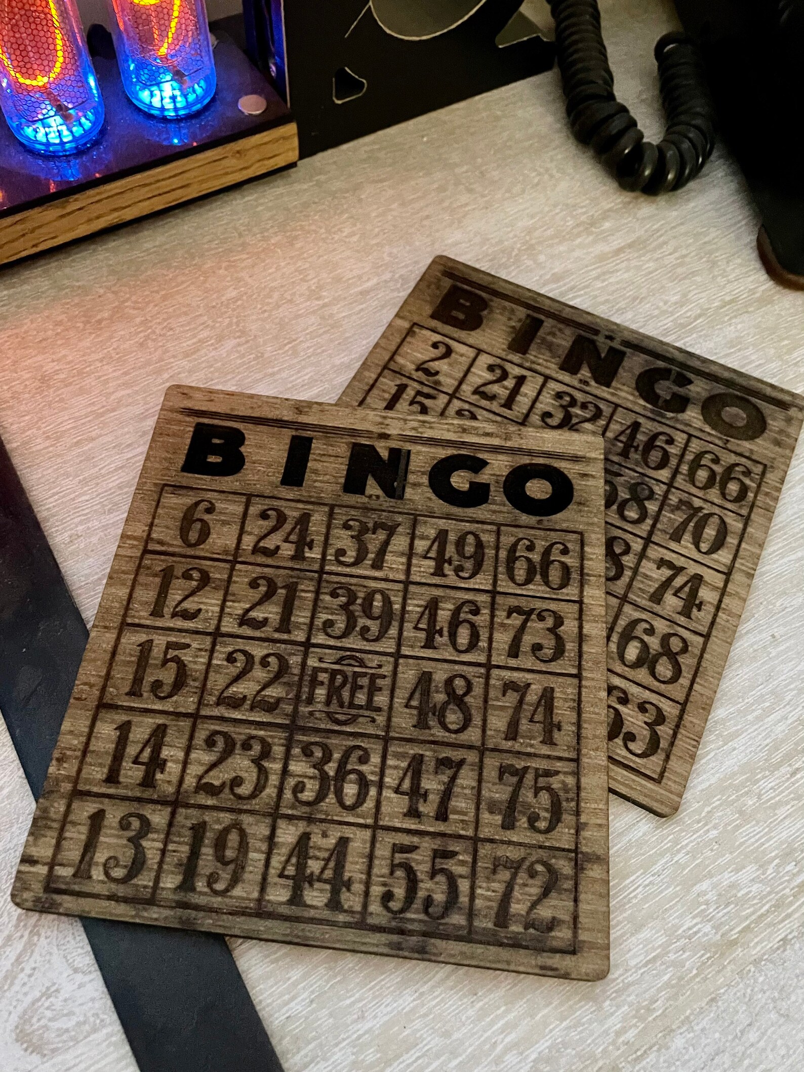 Bingo Player Gifts-bingo Coasters-wooden Bingo Cards-fun - Etsy