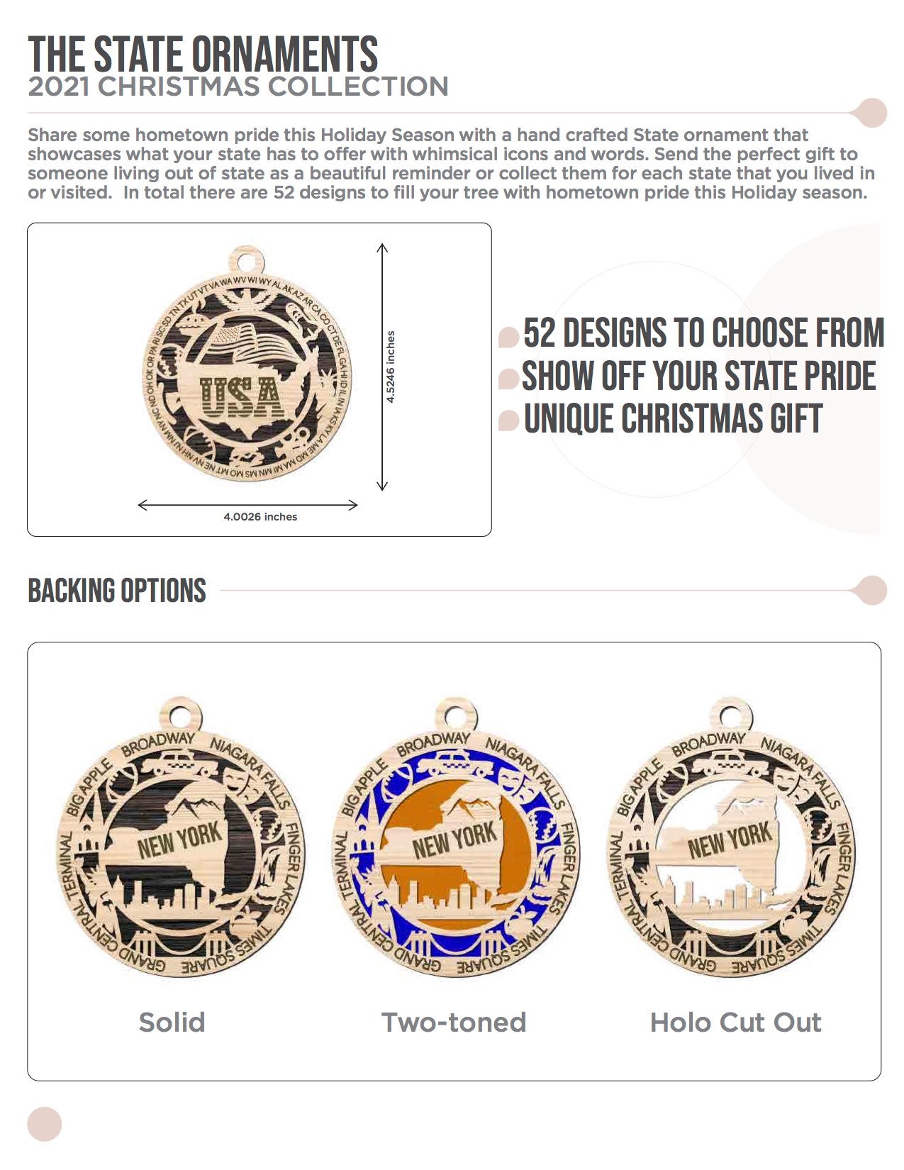 United States Ornaments All 50 States Available USA Ornament | Etsy