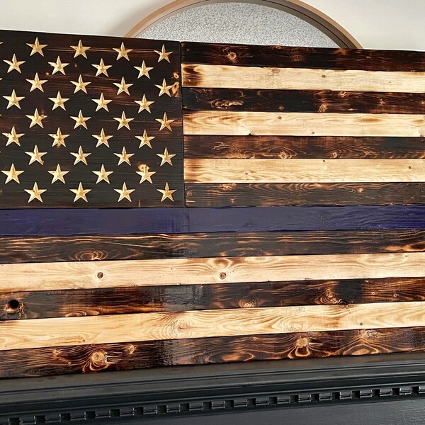 Wooden Thin Blue Line Flag - Etsy