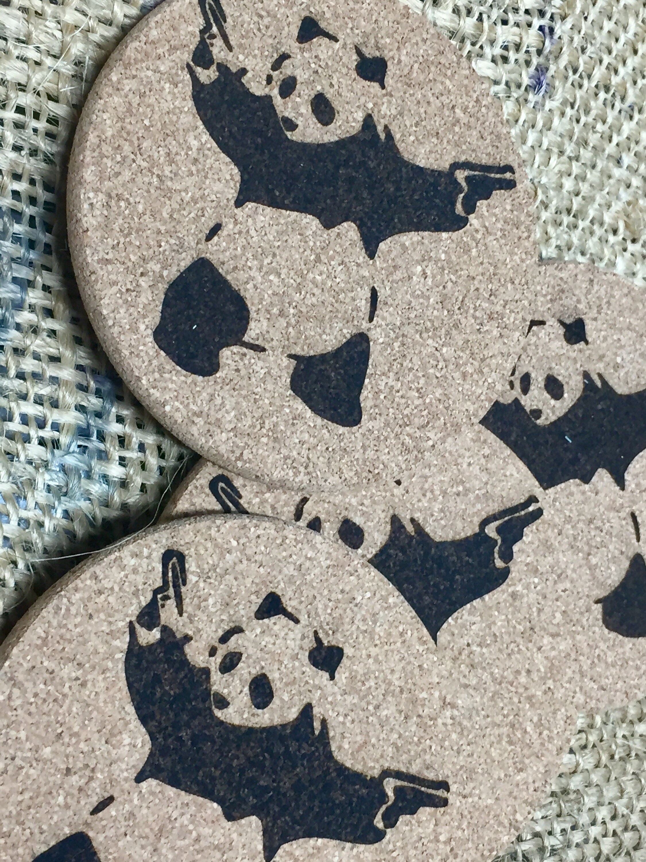 Banksy Panda Inspired Cork Coasters-personalized-fun - Etsy