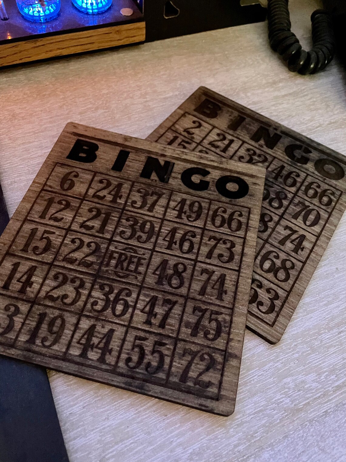 Bingo Player Gifts-bingo Coasters-wooden Bingo Cards-fun - Etsy