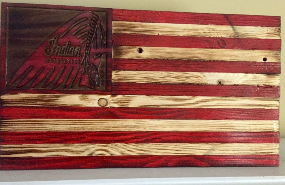 Wooden Full Color Indian Motorcycle Flag Distressed Wood | Etsy