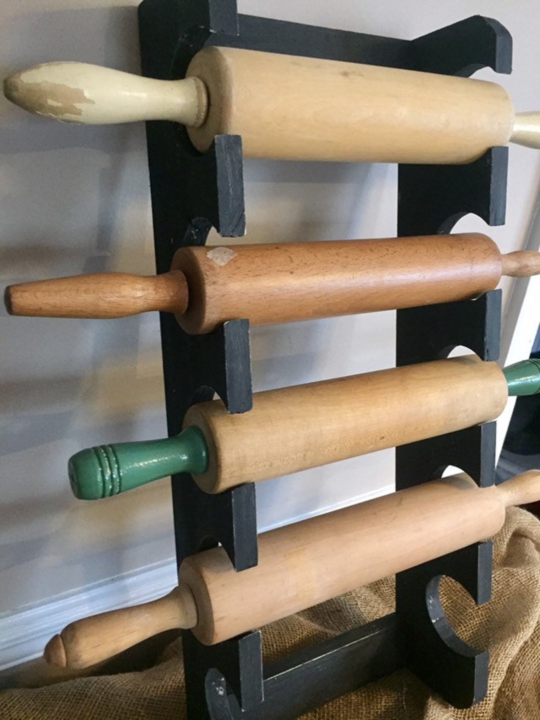 Multiple Rolling Pin Rack, Wooden Rolling Pin Shelf, Rolling Pin ...