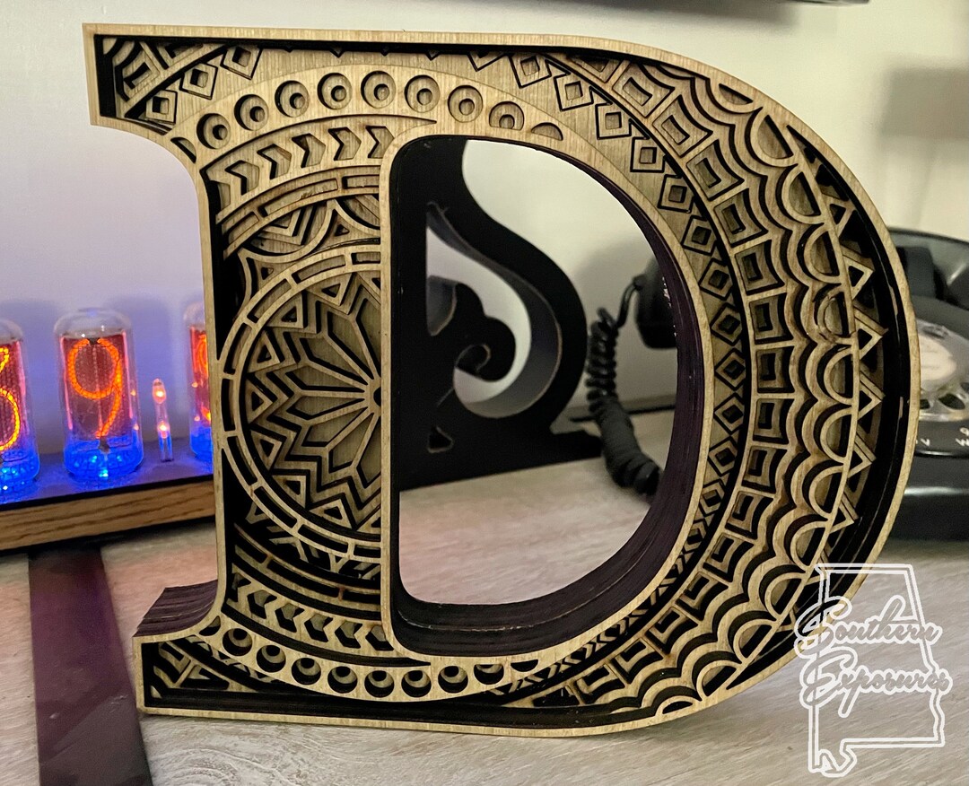 Multi-layered Wood Monogram-3d Layered Letters-wall Decor-home Decor ...