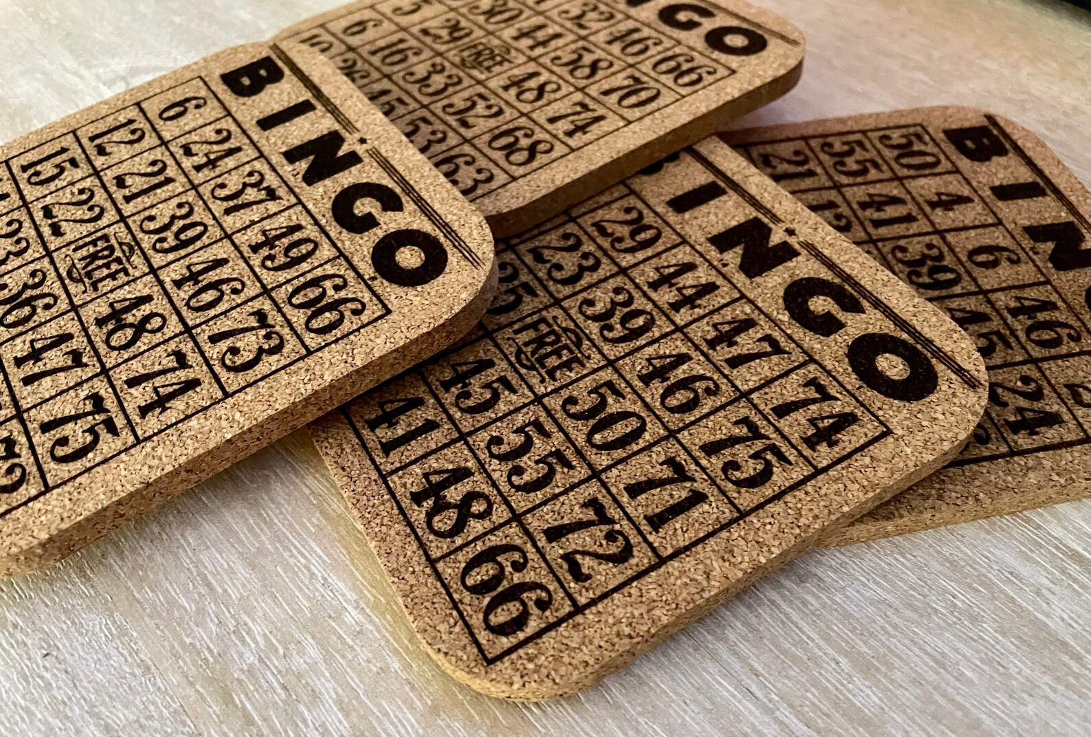 Bingo Player Gifts-bingo Coasters-wooden Bingo Cards-fun - Etsy