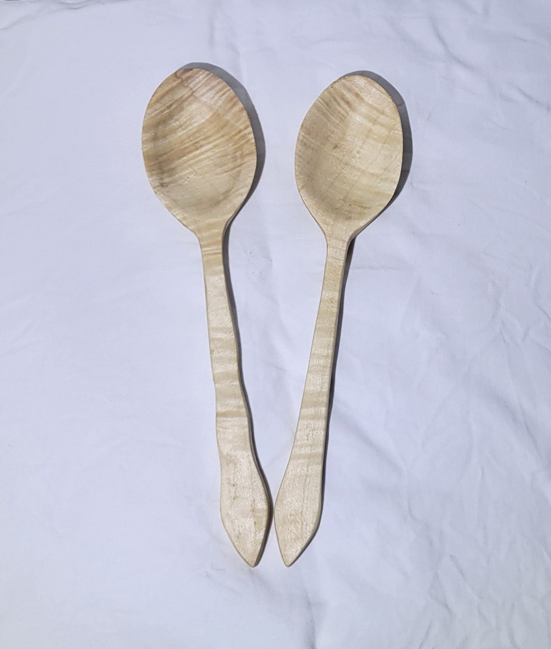 7 Hand Carved Curly Maple Wood Spoon Set - Etsy