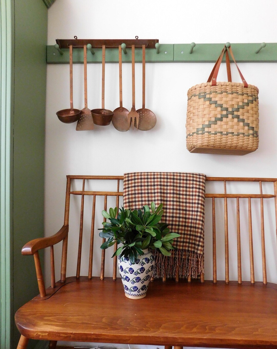 Antique Copper Kitchen Utensils and Wall Hook, Set of 6 - Etsy