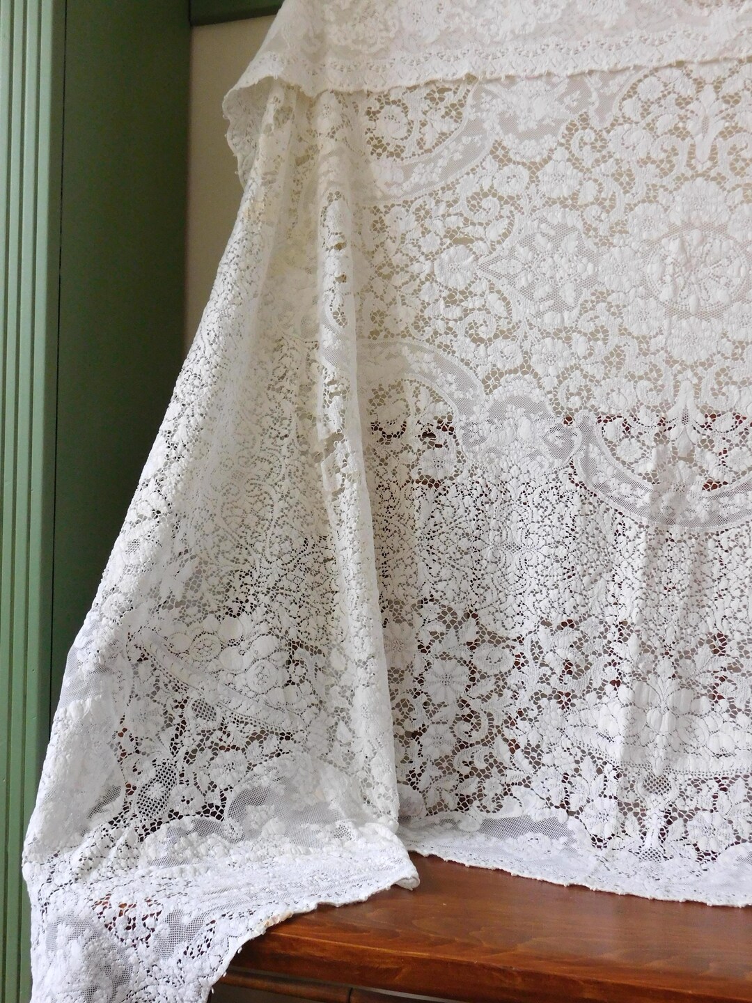 Vintage Ivory Quaker Lace Tablecloth - Etsy