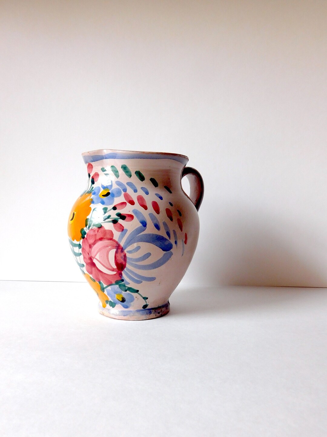Hand-painted Floral Ceramic Pitcher - Etsy