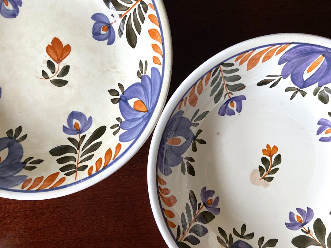 Antique Floral Spatterware Bowls, Set of 2 by Societe Ceramique - Etsy