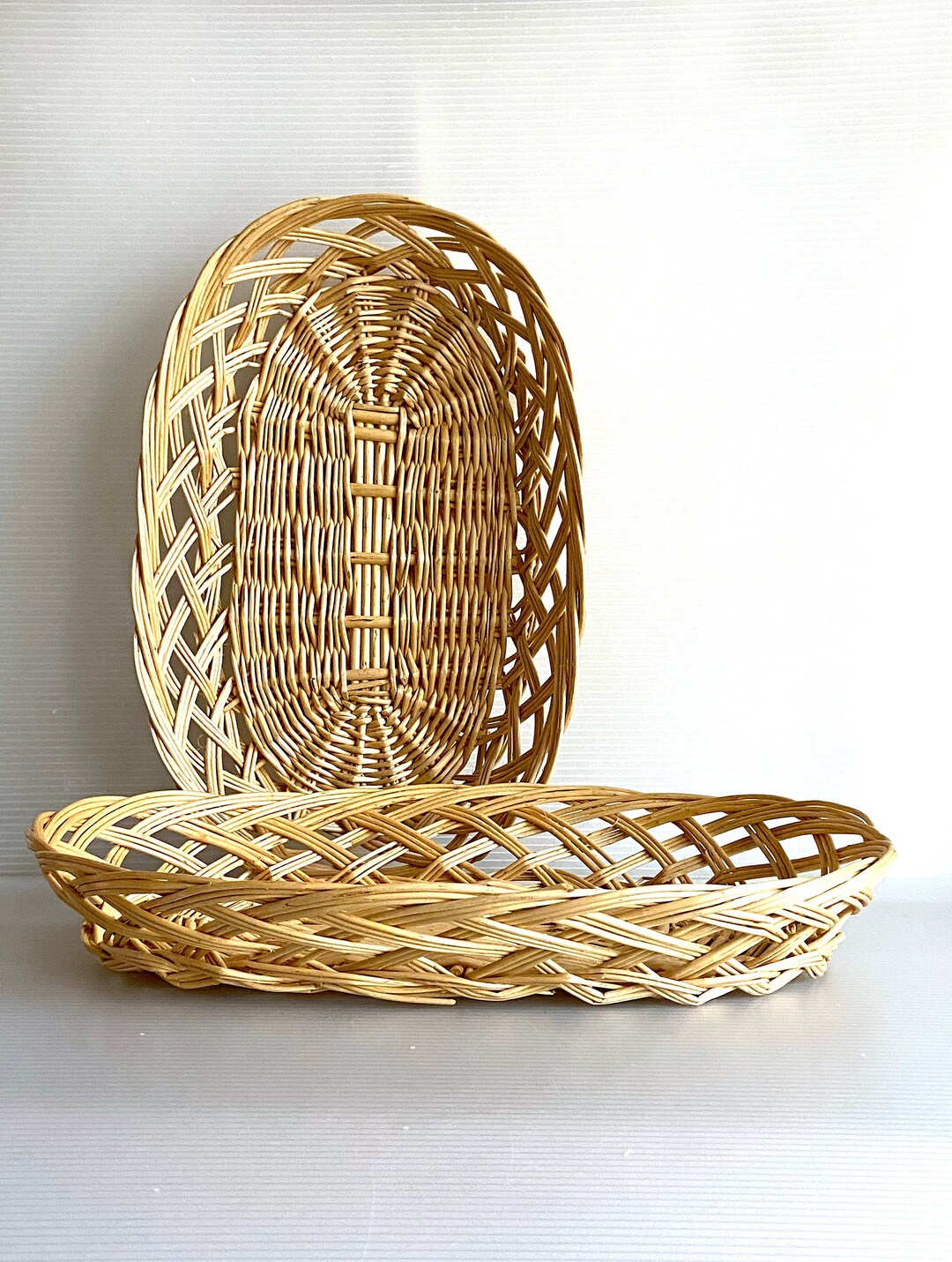 Oval Woven Wicker Tray, Set of 2 - Etsy