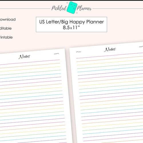 Editable Bright Rainbow Notes Planner/binder Printable - Etsy