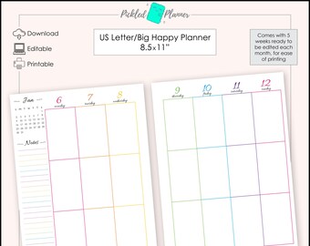 Editable Bright Rainbow Undated Vertical Weekly - Etsy