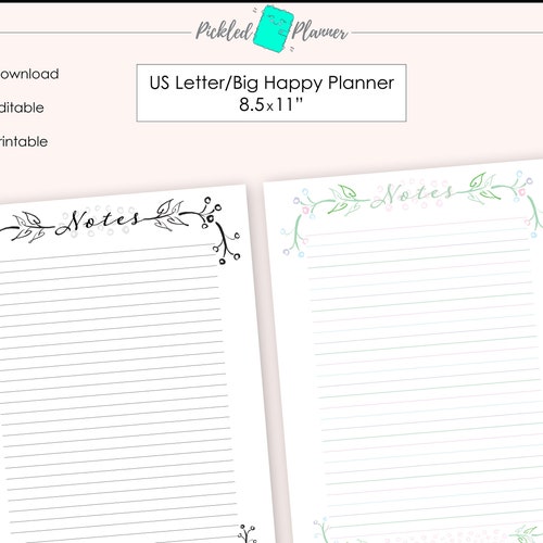 Printable Lined Sheet Big Happy Planner - Etsy