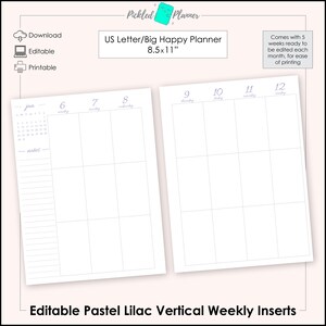 Editable Pastel Lilac Undated Vertical Weekly Planner/binder - Etsy