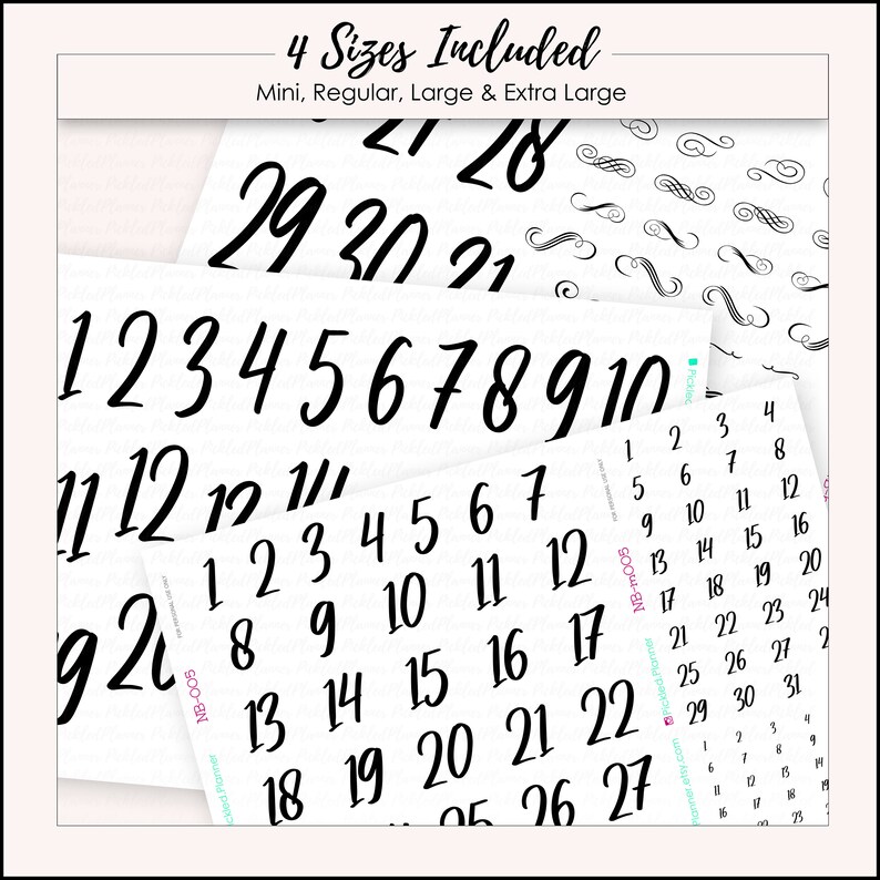 Printable Hand-letter Date Number Stickers || Print/cut Sticker Sheets ...