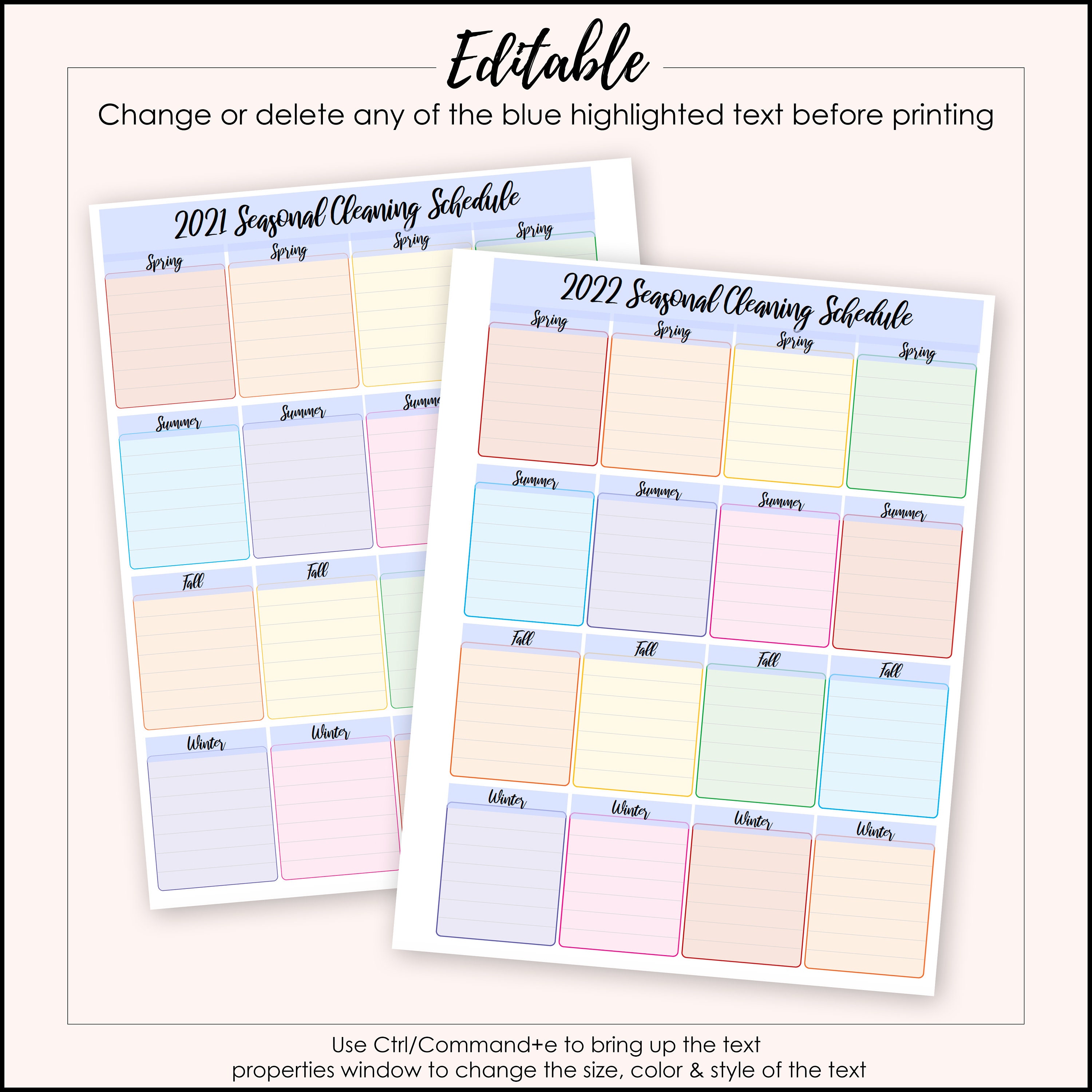 Paper & Party Supplies Mini Editable Pastel Rainbow Undated 4.6x7 Mini ...